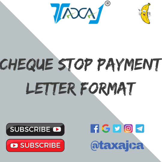 Cheque Stop Payment Letter Format